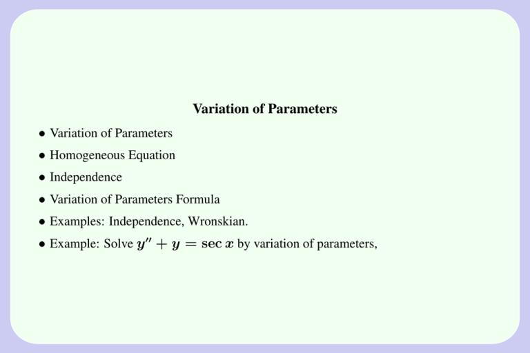 Variation of Parameters: Solving Differential Equations