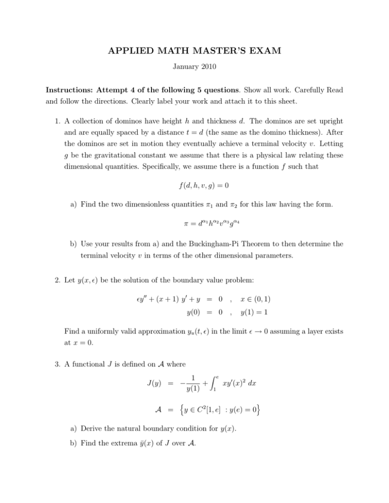 APPLIED MATH MASTER’S EXAM