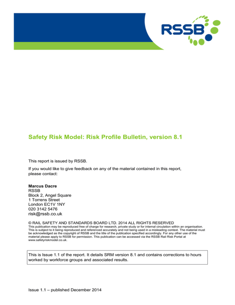 Safety Risk Model: Risk Profile Bulletin, version 8.1