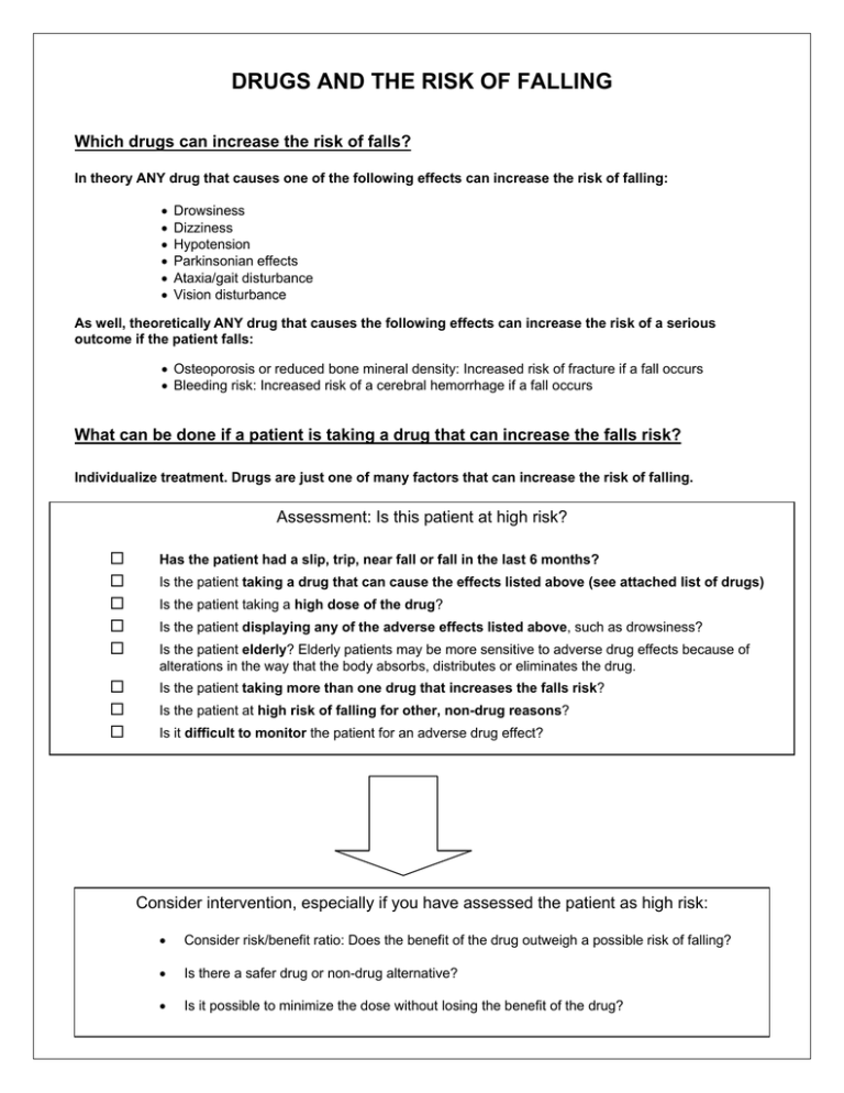 DRUGS AND THE RISK OF FALLING