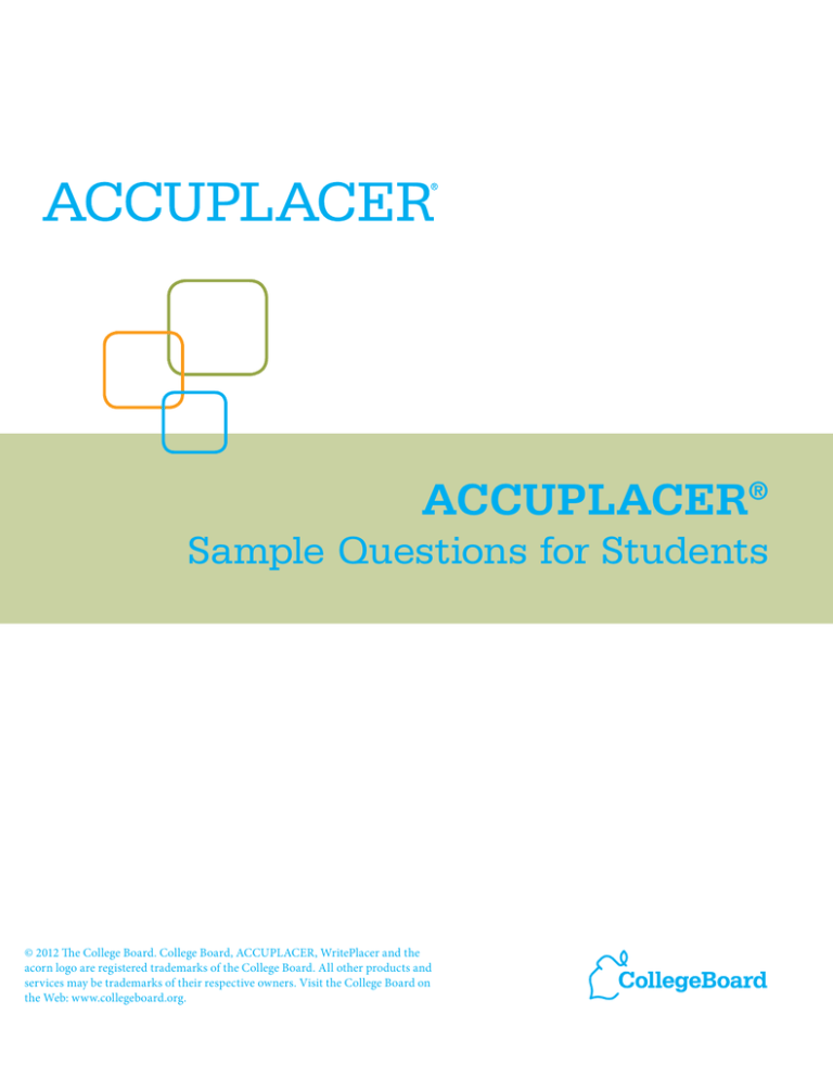 ACCUPLACER Sample Questions for Students