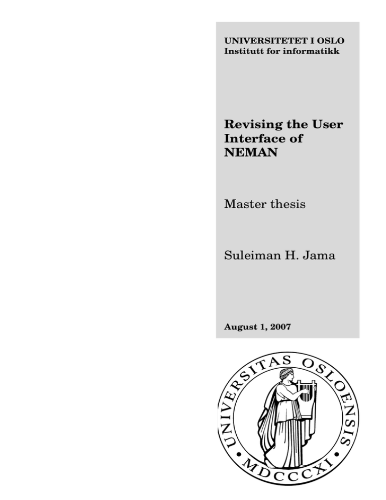 Revising the User Interface of NEMAN Master thesis