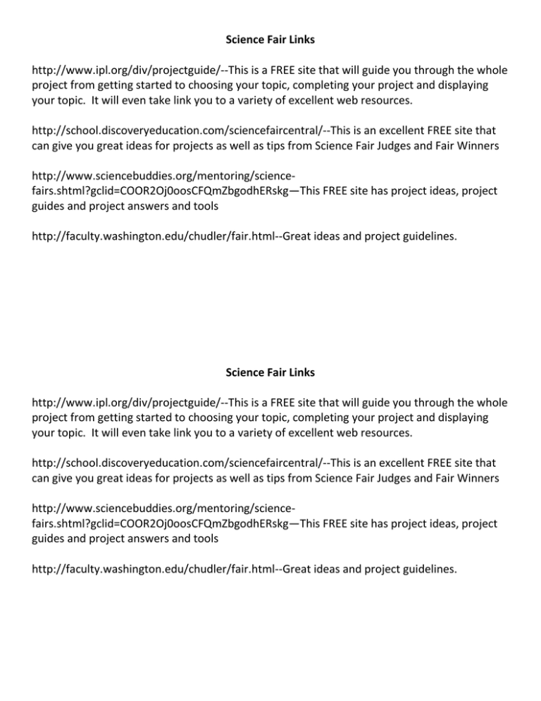 Science Fair Links