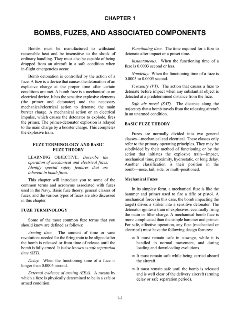 BOMBS, FUZES, AND ASSOCIATED COMPONENTS CHAPTER 1
