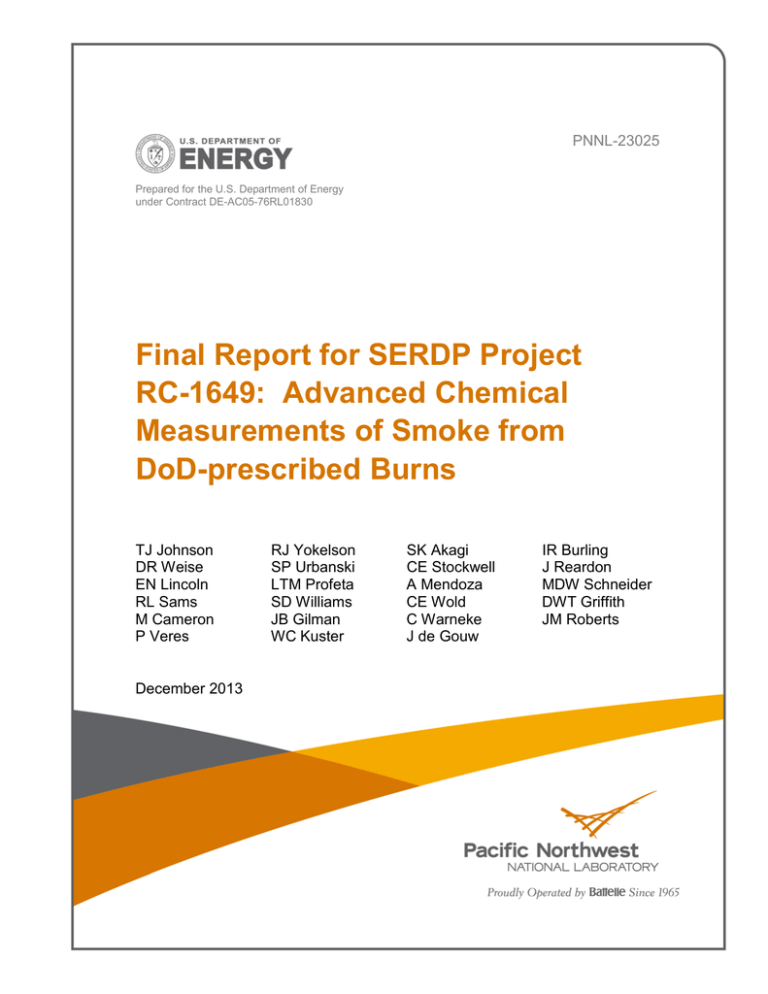Final Report for SERDP Project RC-1649: Advanced Chemical DoD ...