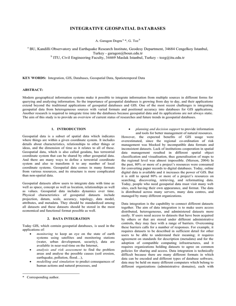 Integrative Geospatial Databases