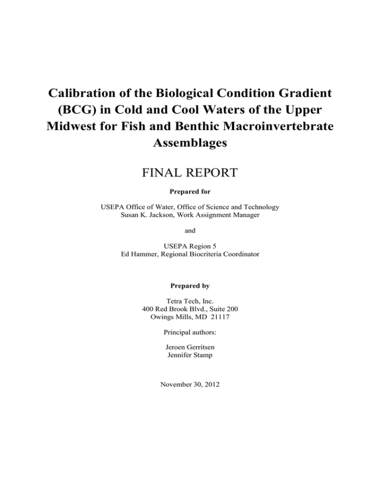 Calibration of the Biological Condition Gradient