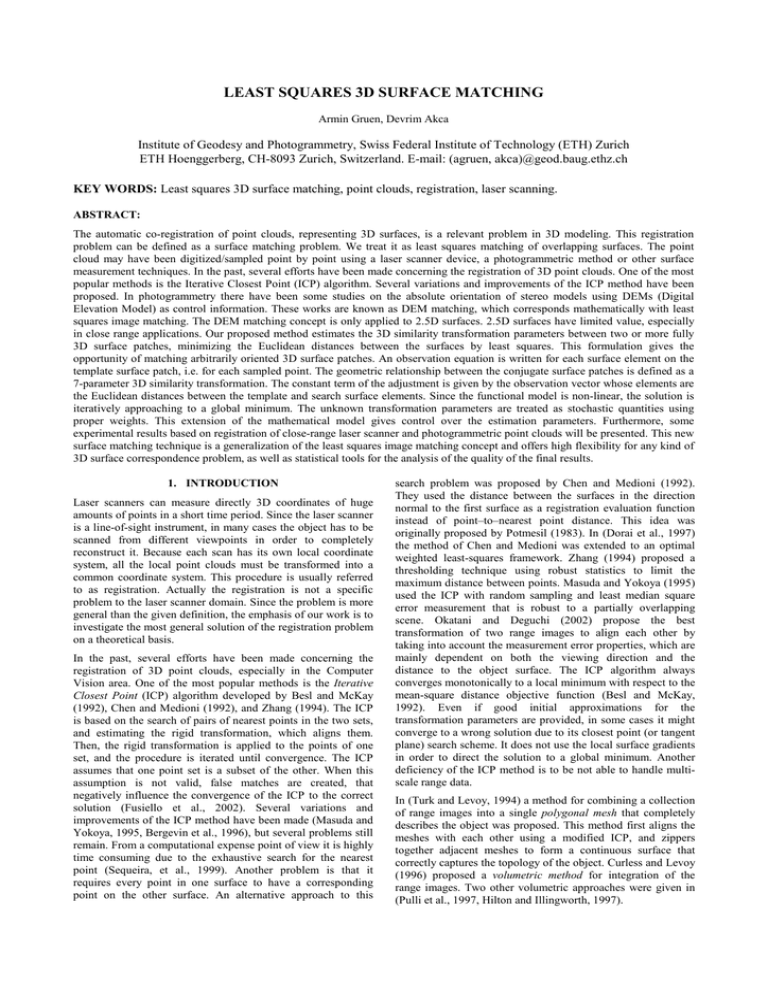 LEAST SQUARES 3D SURFACE MATCHING