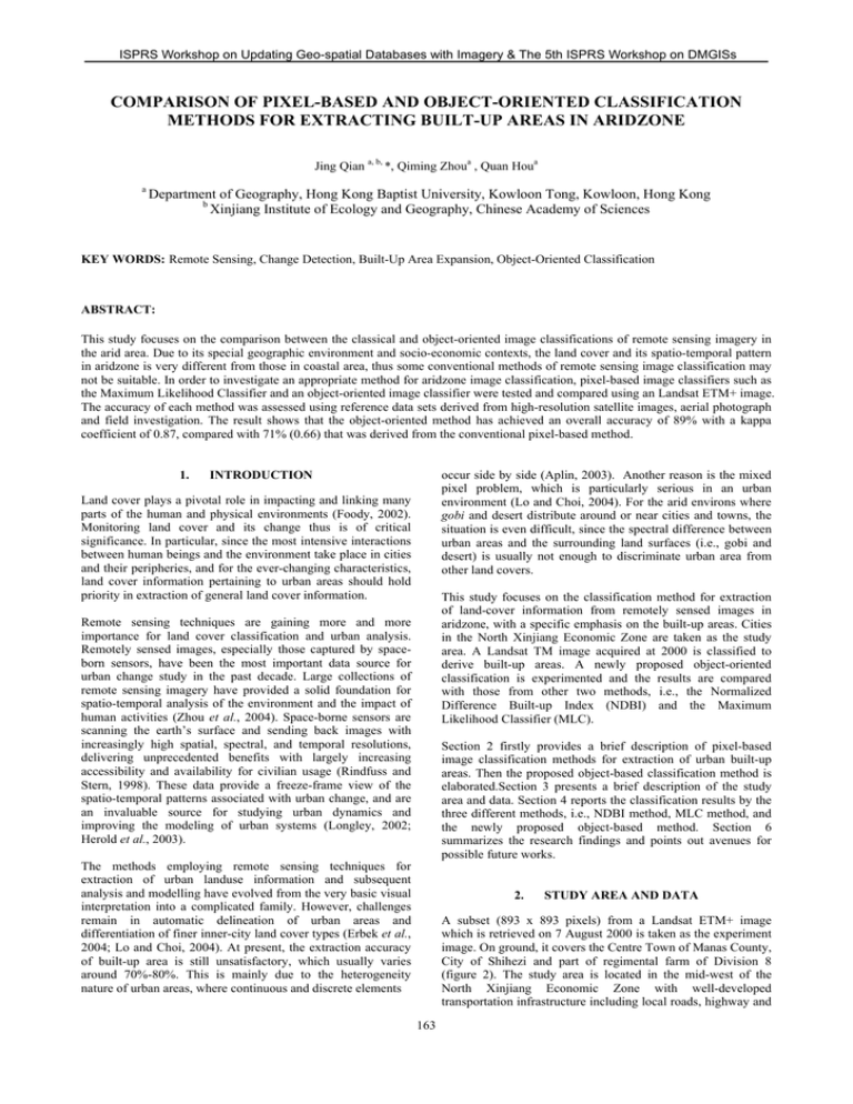 Comparison Of Pixel Based And Object Oriented Classification