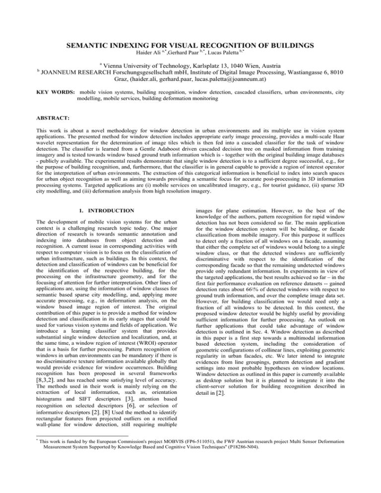 SEMANTIC INDEXING FOR VISUAL RECOGNITION OF BUILDINGS