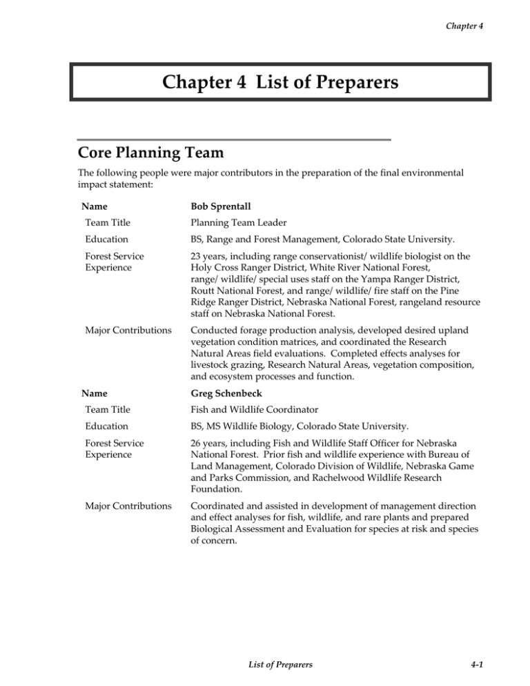 Chapter 4 List Of Preparers Core Planning Team chapter-4-list-of-preparers-core-planning-team