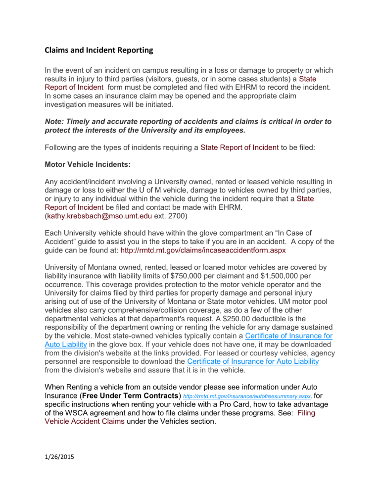 UM Claims & Incident Reporting Guide