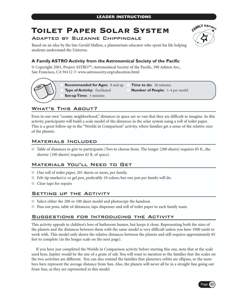 Toilet Paper Solar System Activity Guide