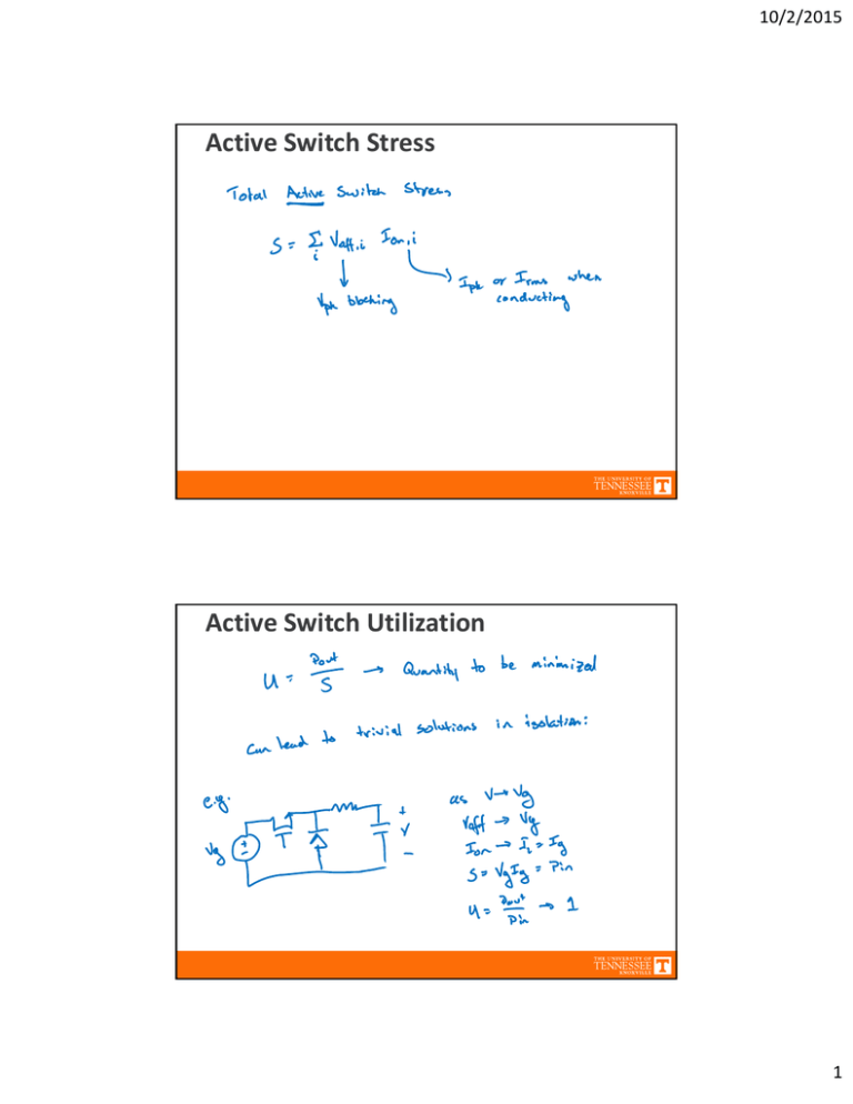 Active Switch Stress Active Switch Utilization 10/2/2015 1