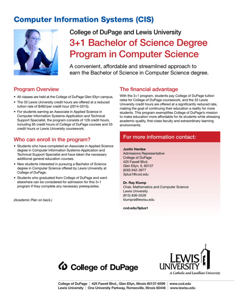 3+1 Bachelor of Science Degree Program in Computer Science