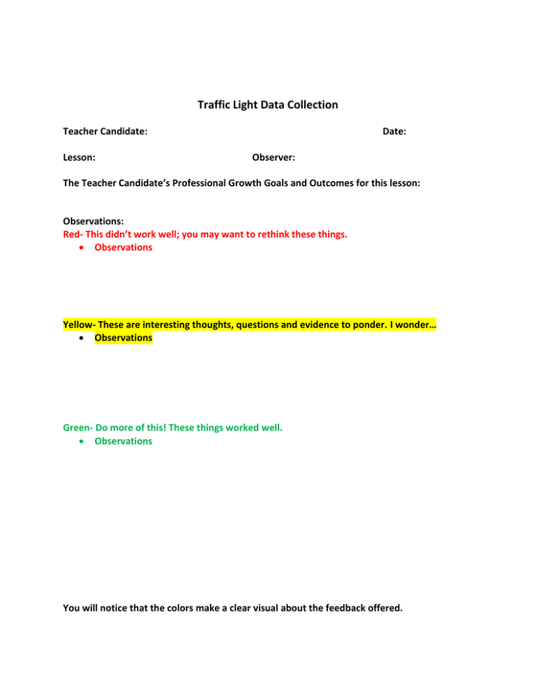 Traffic Light Data Collection