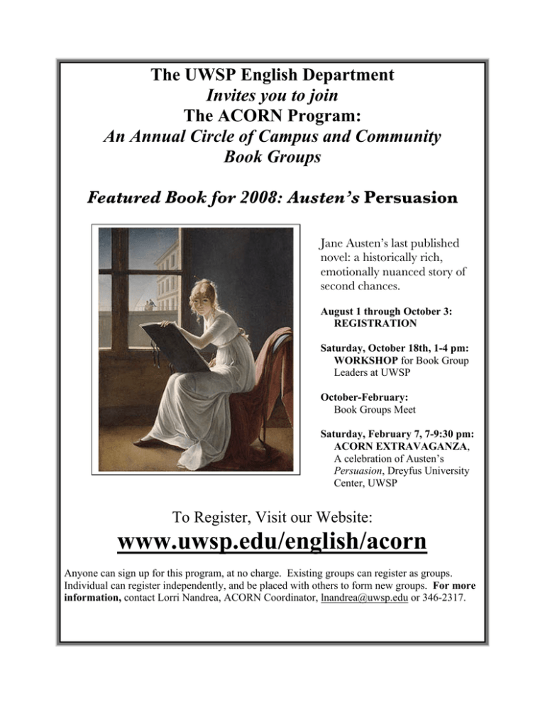 The UWSP English Department The ACORN Program: Persuasion Invites you ...