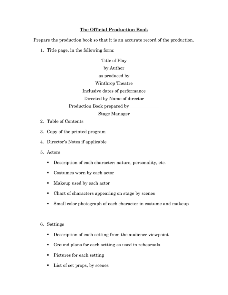 The Official Production Book