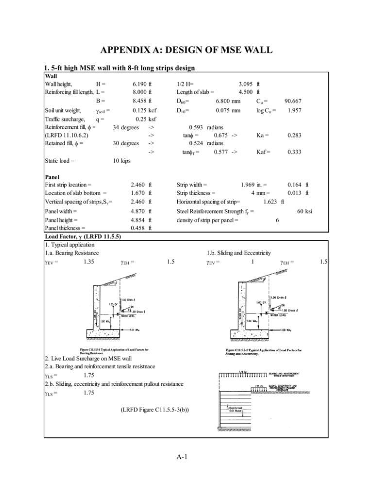 APPENDIX A: DESIGN OF MSE WALL
