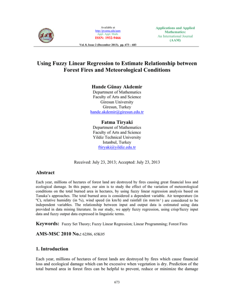 Using Fuzzy Linear Regression To Estimate Relationship Between