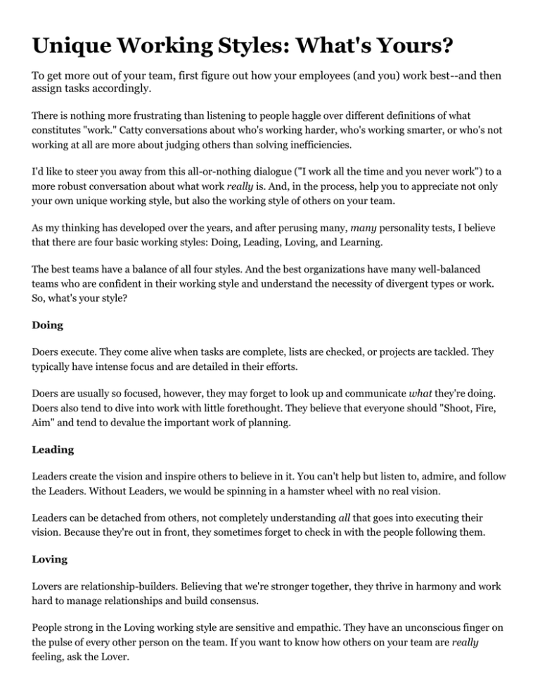 Unique Working Styles: What's Yours?