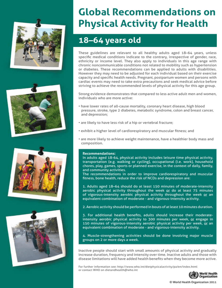 Physical Activity Guidelines for Adults 18-64