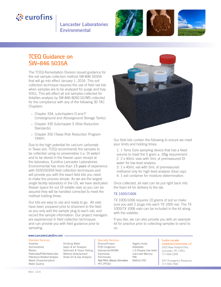 TCEQ Guidance on SW-846 5035A