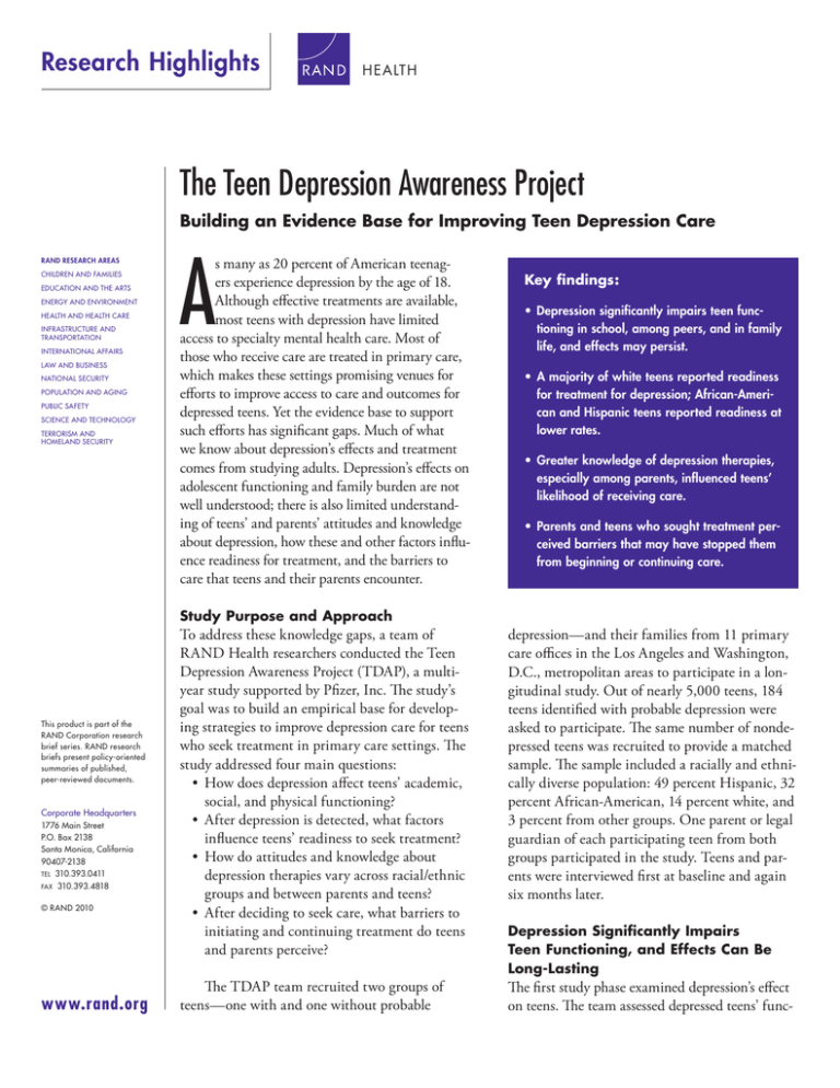 A The Teen Depression Awareness Project