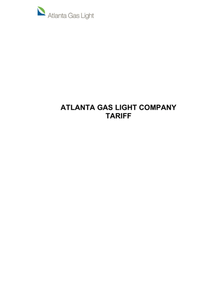 ATLANTA GAS LIGHT COMPANY TARIFF