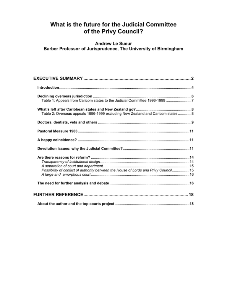 What is the future for the Judicial Committee