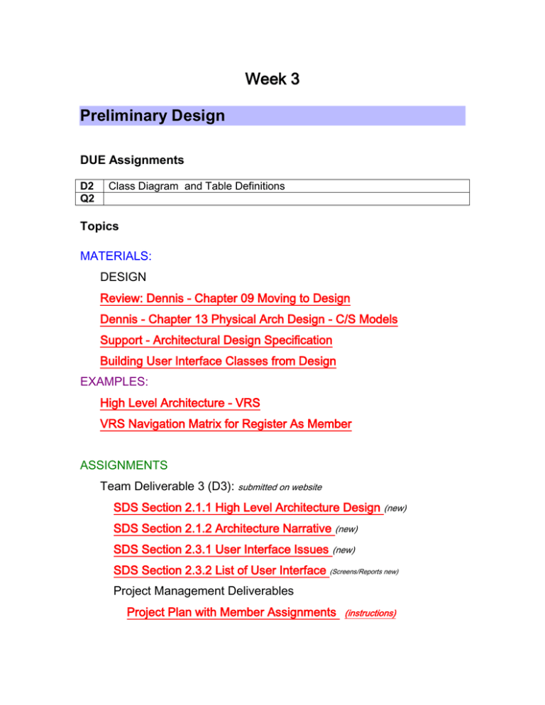 Week 3 Preliminary Design