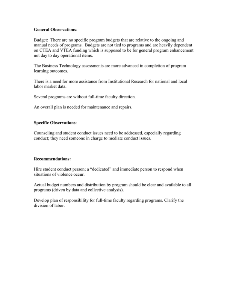 General Observations