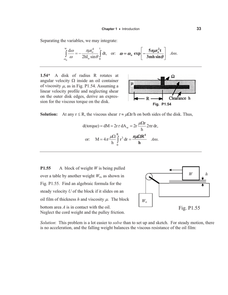 Fluid Mechanics Problems & Solutions: Viscosity, Torque