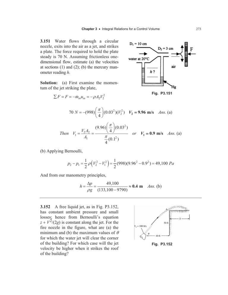 Fluid Mechanics: Integral Relations & Control Volume