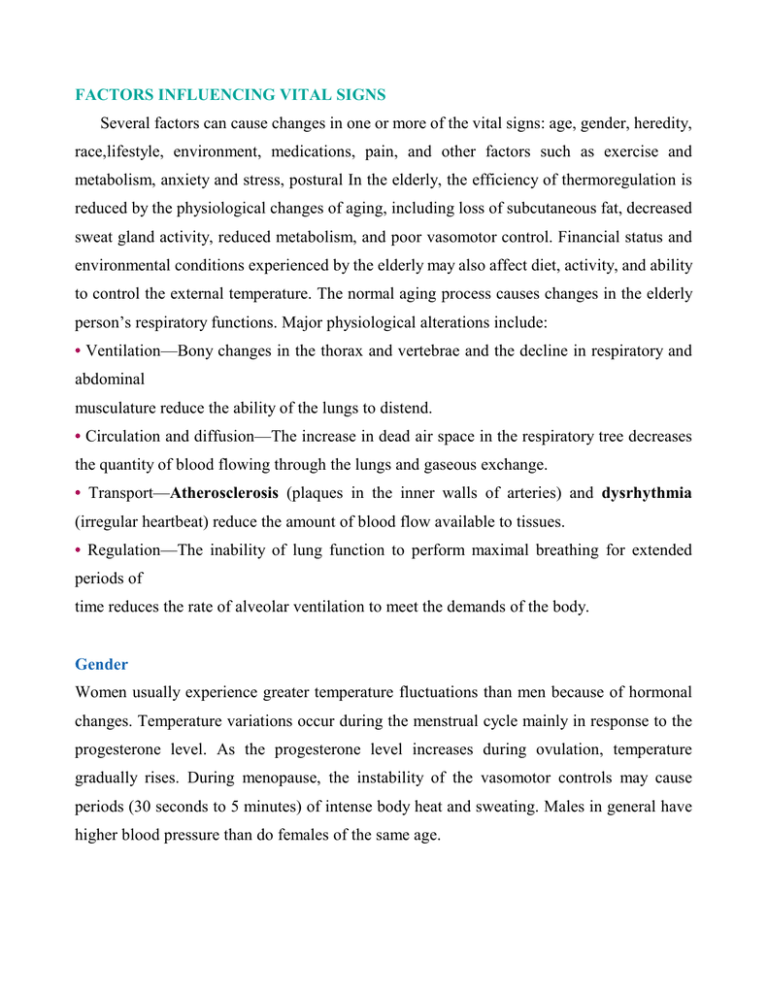 Factors Influencing Vital Signs: Age, Gender, Lifestyle