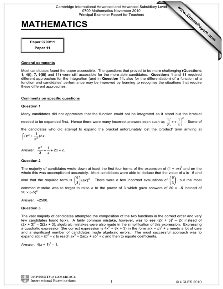 Cambridge International Advanced and Advanced Subsidiary Level 9709 ...