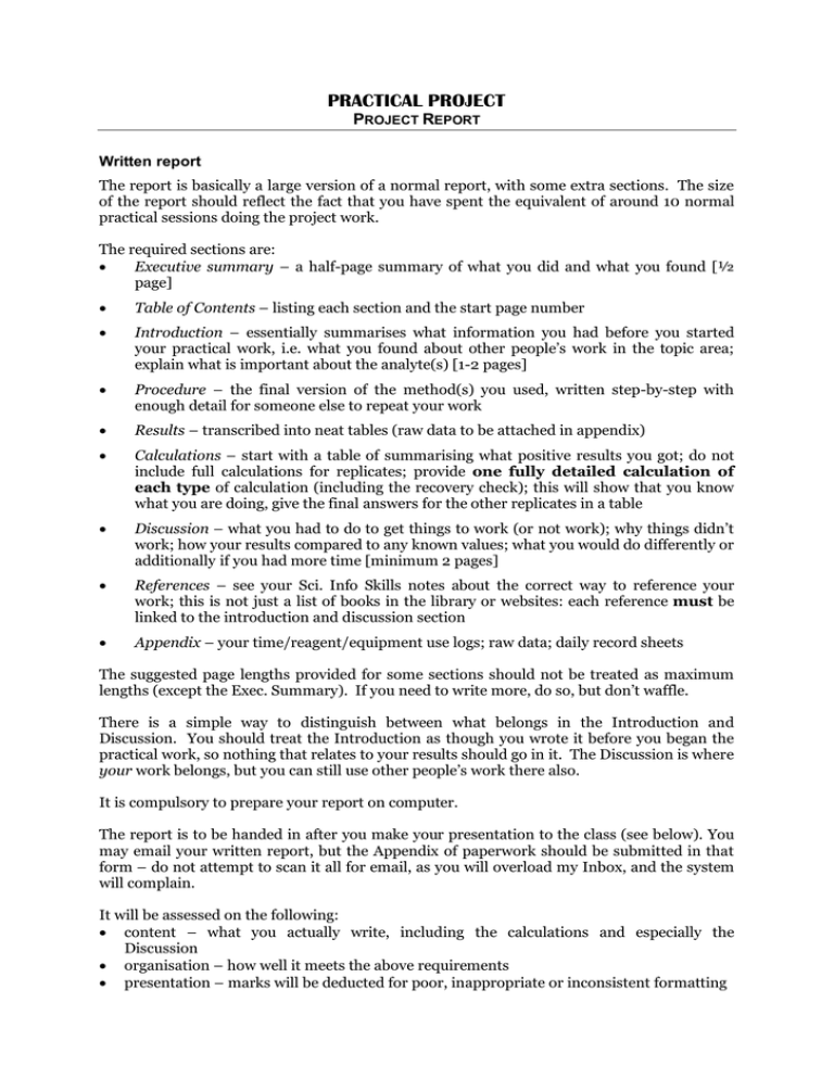 Practical Project Report Guidelines