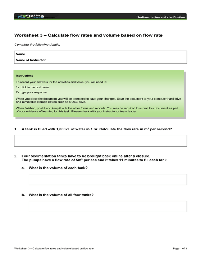 Calculate flow rates and volume based on flow rate