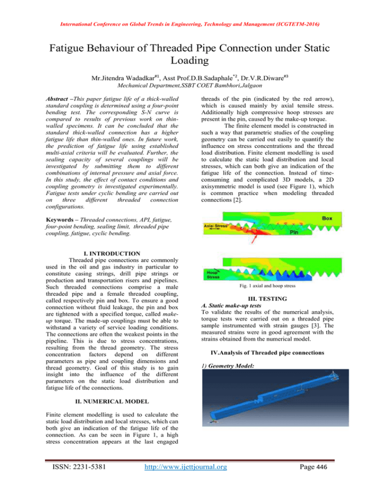 Threaded Pipe Fatigue Analysis: Static Loading
