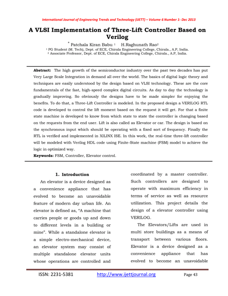 Vlsi Implementation Of Three Lift Controller Using Verilog 1756