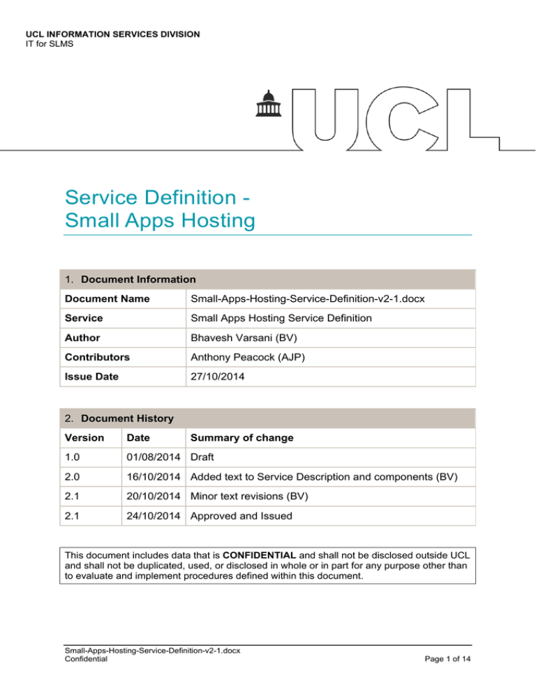Service Definition - Small Apps Hosting