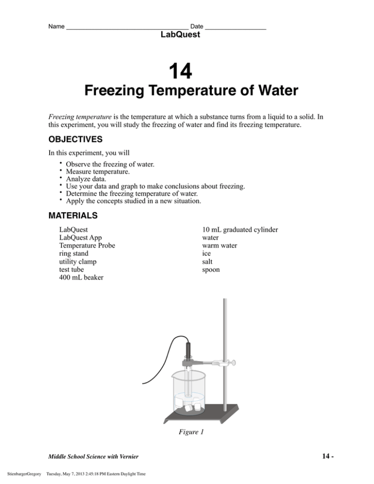 Freezing Temperature of Water Lab Worksheet