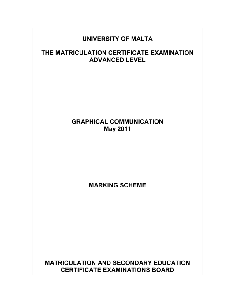 UNIVERSITY OF MALTA THE MATRICULATION CERTIFICATE EXAMINATION ADVANCED ...