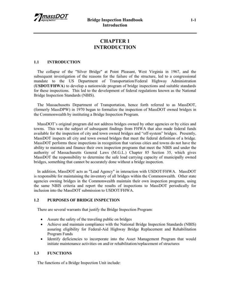 Bridge Inspection Handbook - MassDOT Standards & Procedures