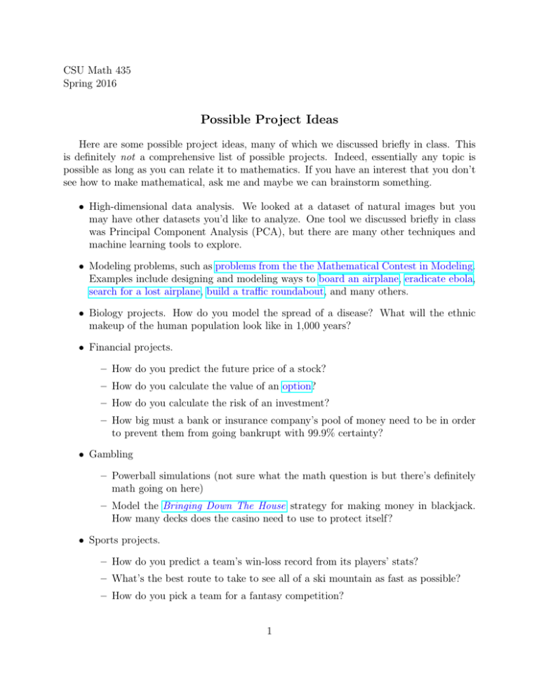 Possible Project Ideas