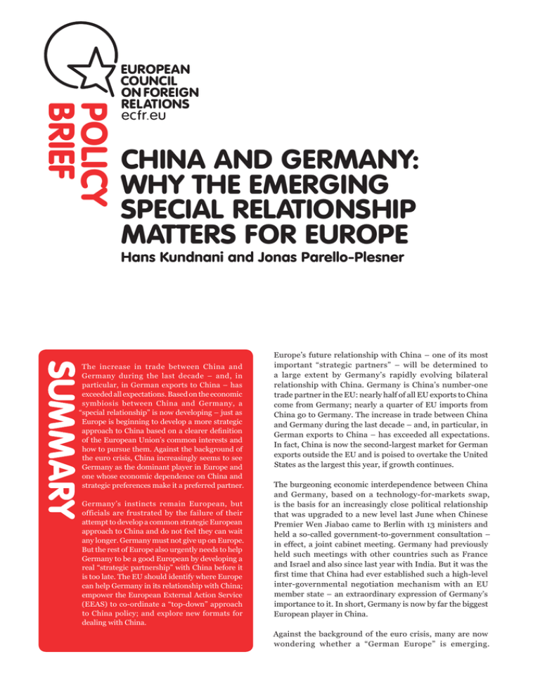 POLICY BRIEF SU CHINA AND GERMANY: