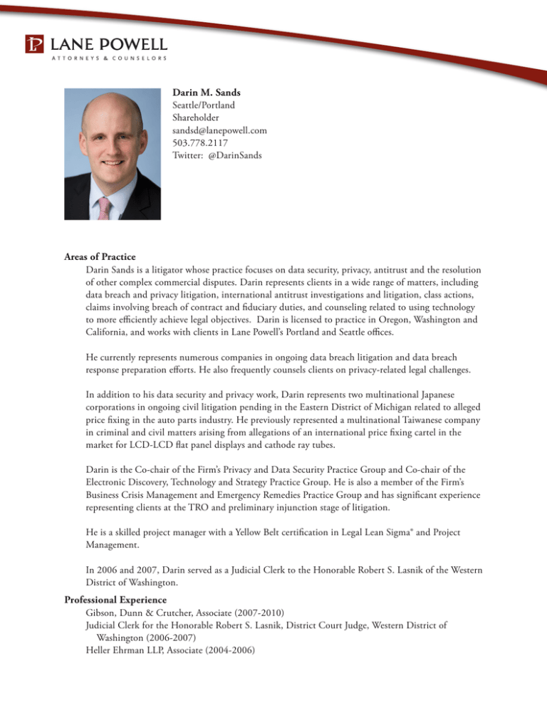 Darin M. Sands Areas of Practice