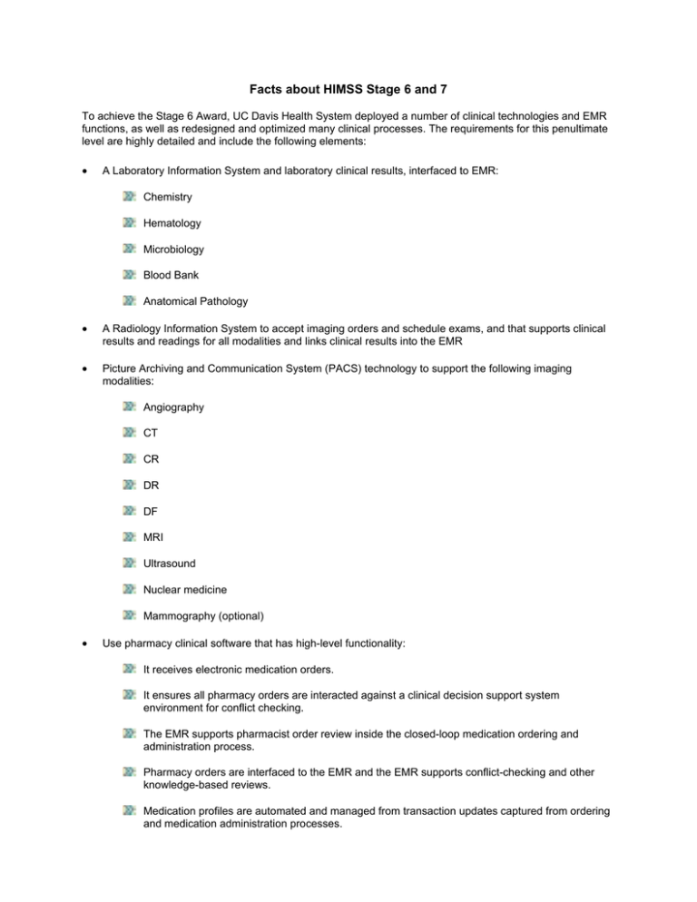 Facts about HIMSS Stage 6 and 7