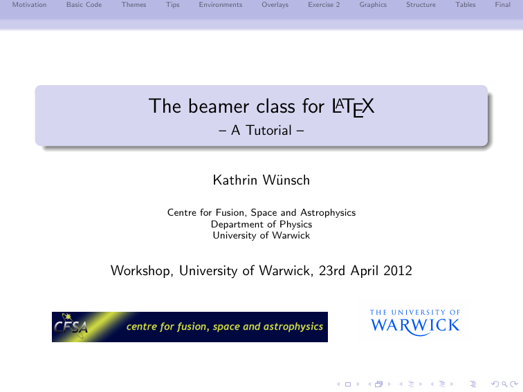 Beamer LaTeX Presentation Tutorial