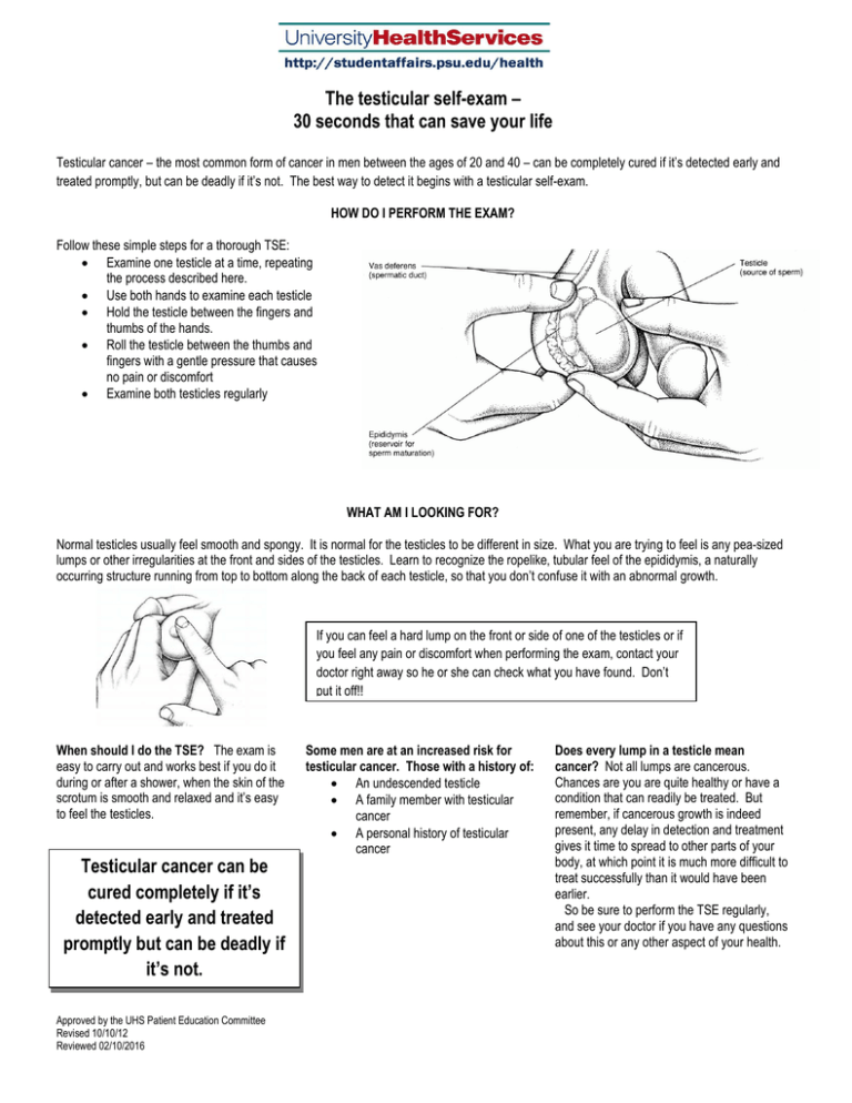 The testicular self-exam – 30 seconds that can save your life